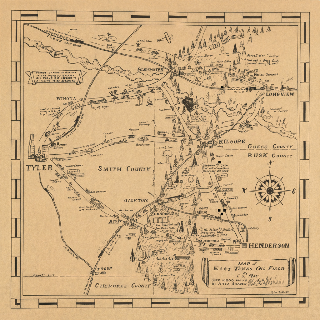 East Texas Oil Boom - 1933 Map - Limited Edition – Copano Bay Press