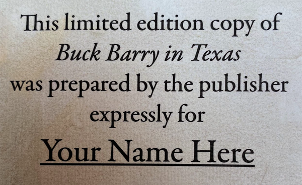 Buck Barry in Texas - Personalized Limited Edition + BONUS Texas Range ...