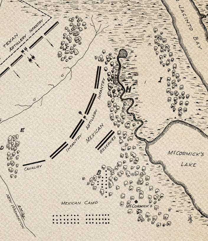 San Jacinto Battlefield Map by Andrew Jackson Houston - Fine Art Print ...